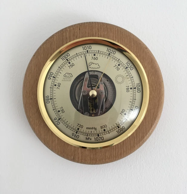 TRADITIONAL ANEROID BAROMETER Weather Forecaster Oak Mount Ideal Gift ...