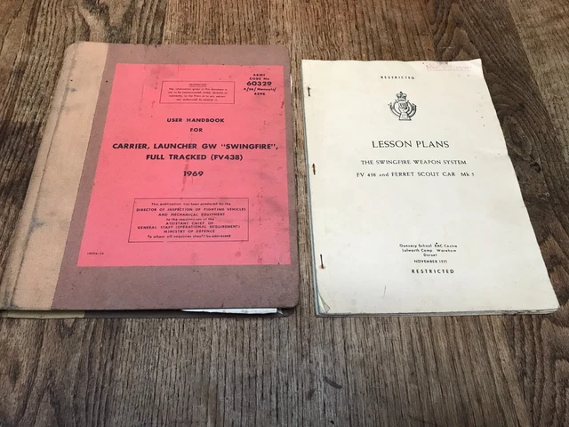 ROYAL ARMOURED CORPS SWINGFIRE Weapon System Carrier Launcher Manuals ...