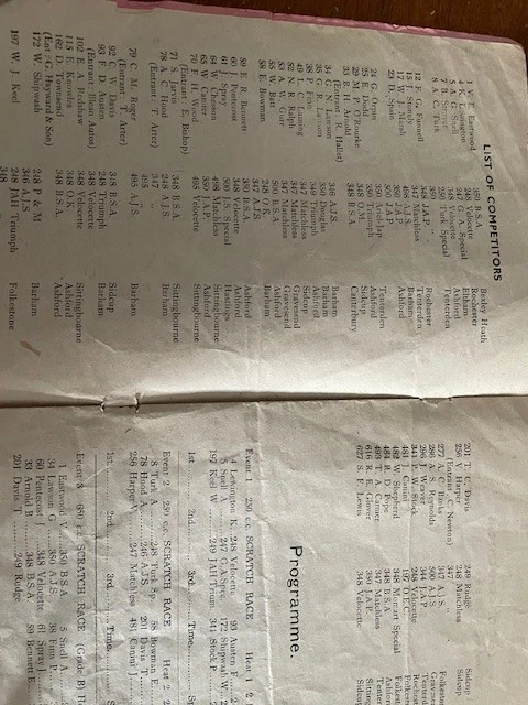 BARHAM & DISTRICT Motor Club Race Meeting Programme Lydden Hill 1949 £2 ...