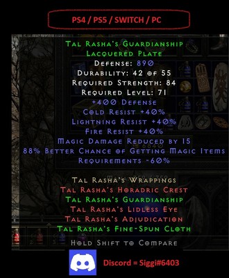 DIABLO 2 RESURRECTED D2r Valley Rashas Armor/Valley Armor PS4/PS5 ...