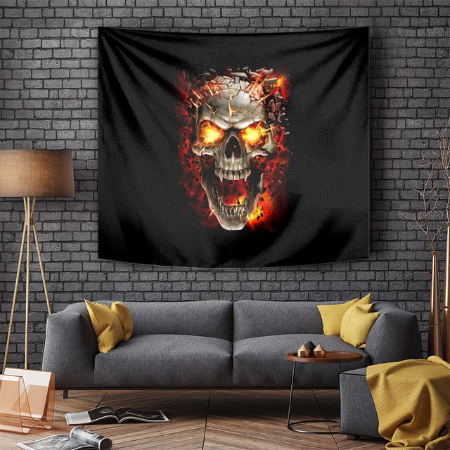 SKULL TAPESTRY FIRE Skull Tattoo Scream Dt01 $27.64 - PicClick AU