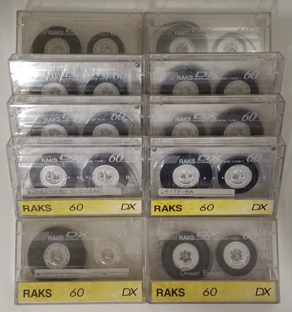 LOTTO 10X RAKS DX 60 musicassette vergini cassette tape vintage EUR 17 ...