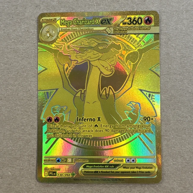 MEGA CHARIZARD X EX Phantasmal Flames 130/94 Mega Ultra Rare Gold Card ...