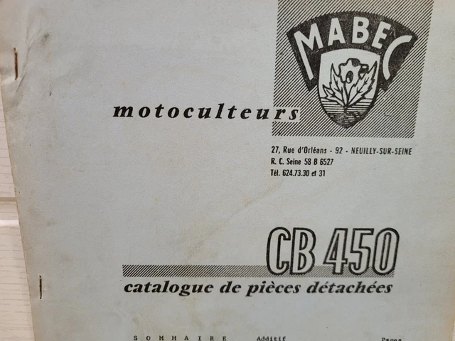 MABEC MOTOCULTEUR CB450 - Additif Catalogue piéces détachées EUR 15,00 ...