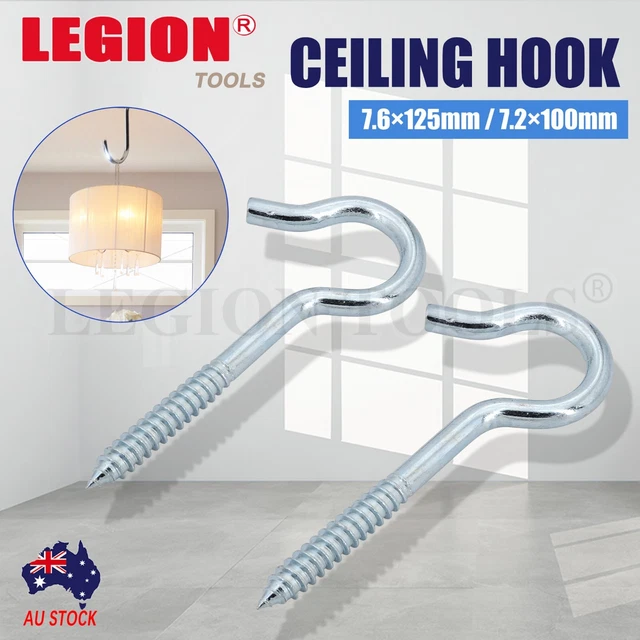 SCREW-IN CEILING HOOKS Metal Zinc Plated Eye Screws Hanger Heavy Duty ...