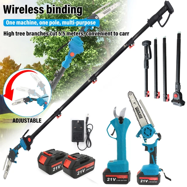 TELESCOPIC POLE CHAINSAW Long Reach Electric Tree Pruner Trimmer Branch ...
