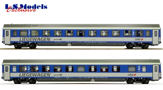 LS MODELS 47150, OBB set n°2 Carrozze Cuccette 2/a Cl. Tipo Bcmz ...