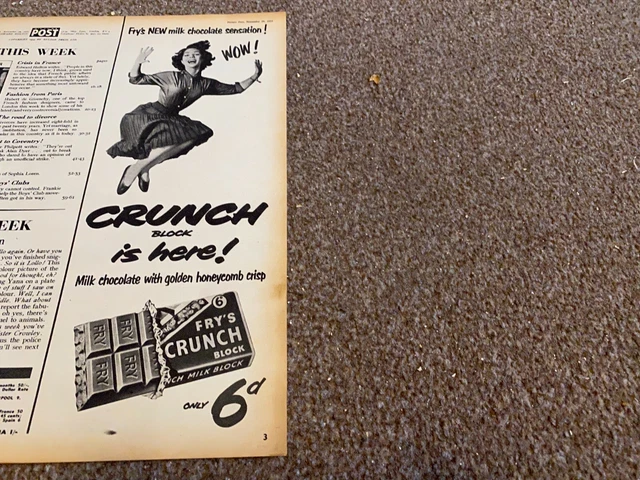 PPOBK27 ADVERT 14X5 Fry's Chocolate Crunch Block EUR 6,82 - PicClick DE