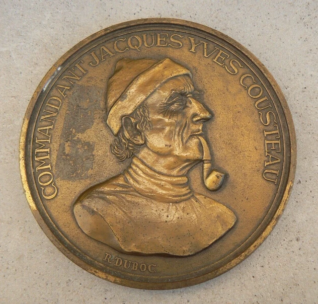 MÉDAILLE COMMANDANT JACQUES Yves Cousteau DUBOC 214g La Calypso 90mm ...