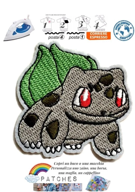 BULBASAUR PATCH POKÉMON toppa termoadesiva Catch'em all iron prima ...