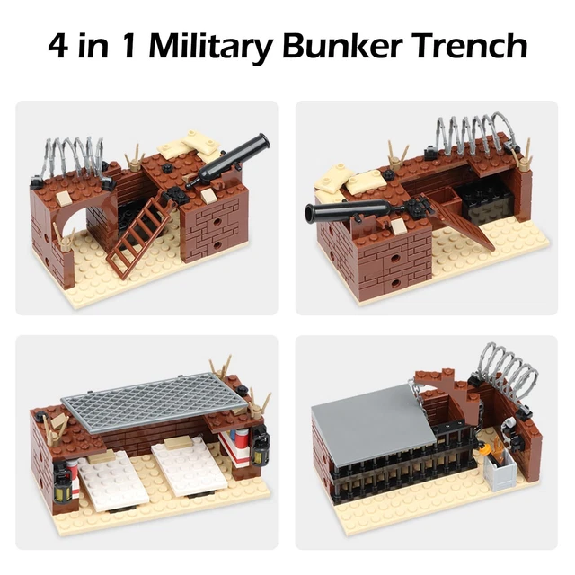 FINGER ROCK WW2 Military Base Bunker Trench Building Set, 4 in 1 Army ...