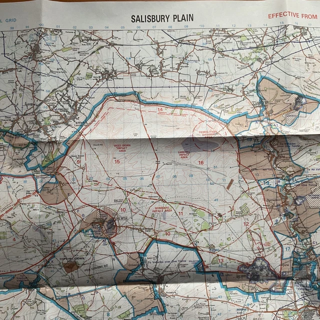 ORIGINAL BRITISH ARMY MAP: SALISBURY PLAIN TRAINING AREA, 1998 (91x72cm ...
