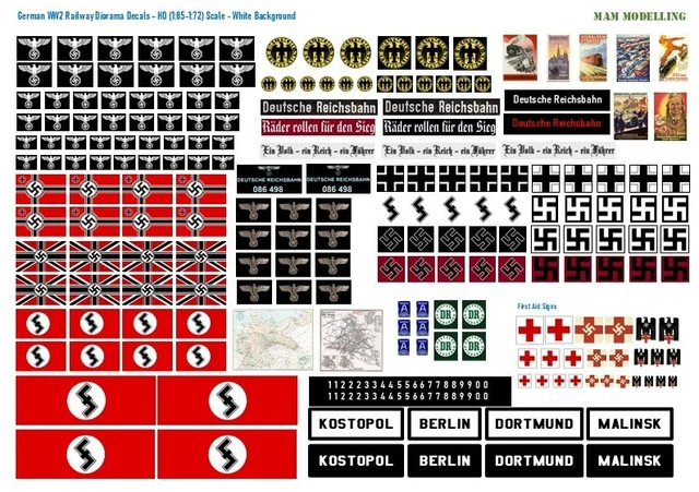HO/OO (1:85-1:76) SCALE German WW2 Railway Diorama Decals / Stickers £9 ...