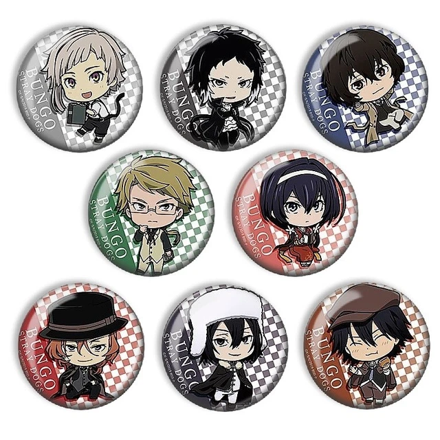 BUNGOU STRAY DOGS BSD Pin Set Anime Character Cosplay 8 Pk Button Badge ...