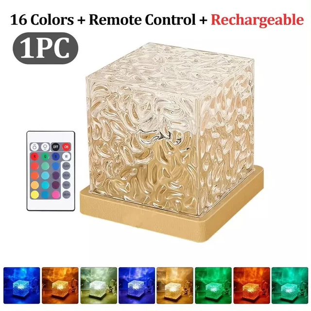 CUBE NORTHERN LIGHTS Ocean Water Wave Night Light w/Remote LED ...