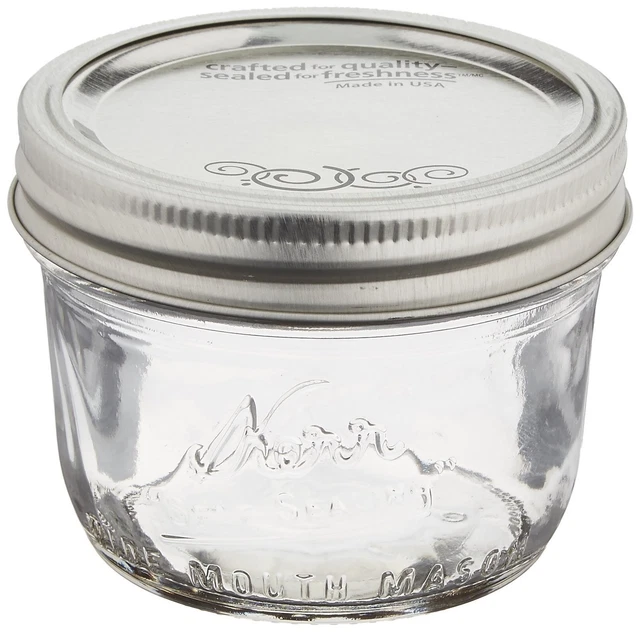 JARDEN KERR WIDE Mouth Half-Pint Glass Mason Jars 8-Ounces with Lids ...
