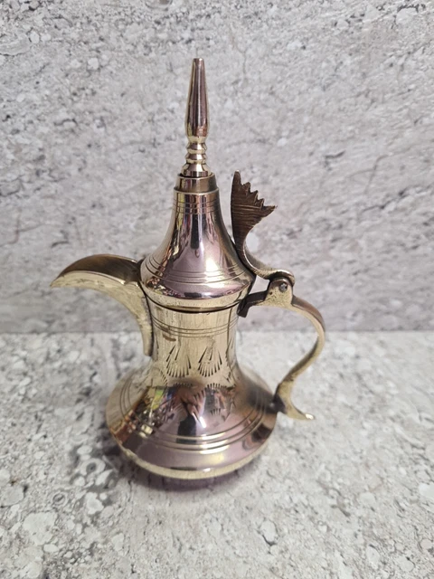 SMALL ANTIQUE BRASS Turkish Dallah Arabic Middle Eastern Decorative ...