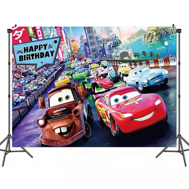 CARS BACKDROP PARTY Photo Happy Birthday Background Banner Studio Props ...