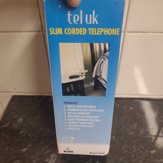 VINTAGE AUDIOLINE PUSH button corded telephone, slim line wall mount ...