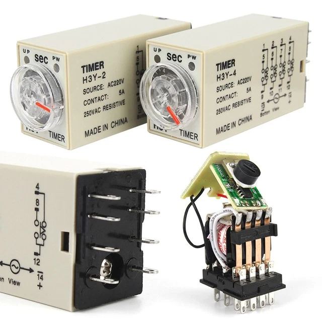 SMALL POWER ON 220v Relay Module Delay Time Relay H3Y-4 H3Y-2 Timer ...