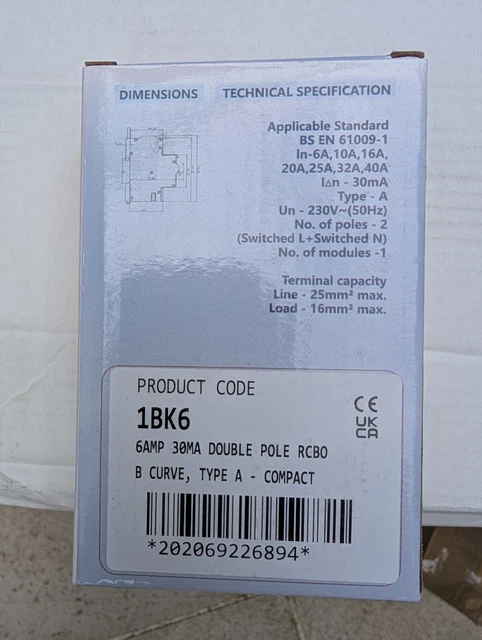 PROTEUS 6A DOUBLE Pole 1 Module Bidirectional B Curve 6kA - New - 6 available £18.27 - PicClick UK