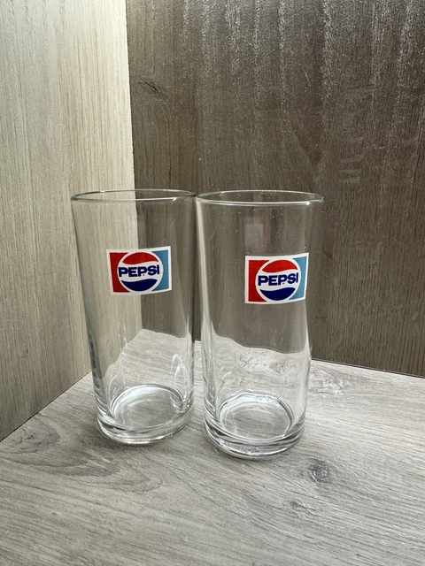 SET OF 2 Pepsi Logo Tall Drinking Glasses 12.5cm Retro Christmas Gift £ ...