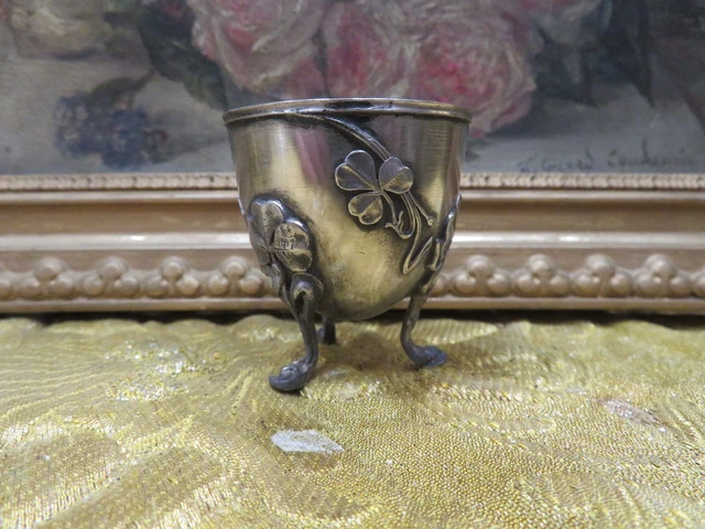 ANCIEN COQUETIER ARGENT massif poincons 1900 art nouveau decor de ...