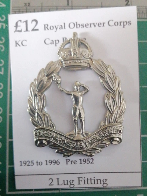 ROYAL OBSERVER CORPS King's Crown Regimental Cap Badges £12.00 ...