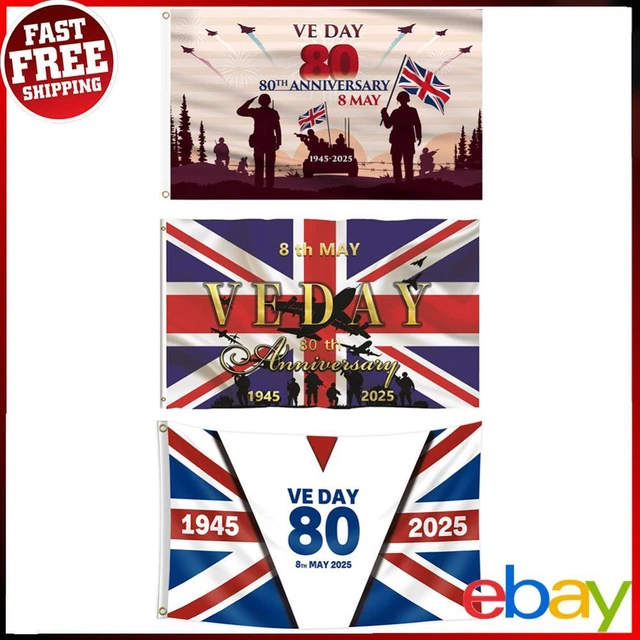 2025 VE DAY 80th Anniversary Flag 3x5 Ft VE Day Flag Waterproof ...