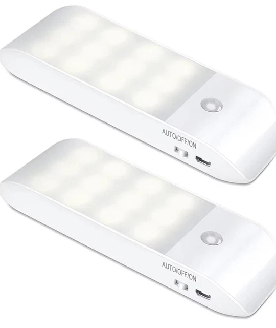 MOTION SENSOR LIGHTS Indoor, 2 Pack Rechargeable LED Night Light with 3 ...