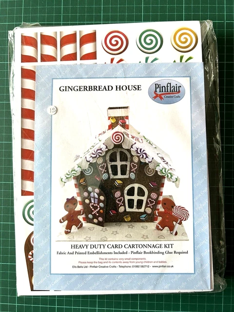 PINFLAIR GINGERBREAD HOUSE Cartonnage Card Kit with Fabric- Sweet Gift ...