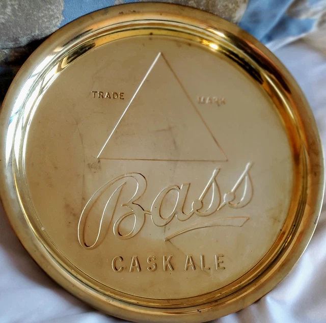 RARE VINTAGE ORIGINAL Bass Brewery Solid Brass Cask Ales Beer Tray 12 ...