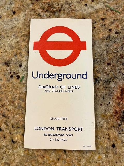 1978 NO. 2 London Transport Underground Map Diagram of Lines Tube Ref ...