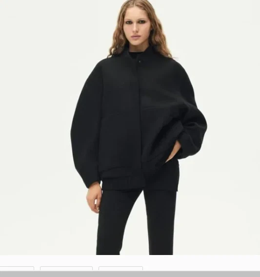 ZARA WOMEN COLLECTION Wool Oversized Bomber Jacket Black | 7522/240 ...