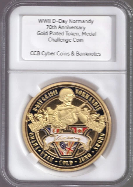 WWII D-DAY NORMANDY 70th Anniversary Gold-Plated Token/Medal Challenge ...