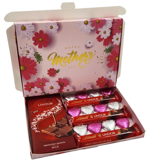 LINDT LINDOR MILK Chocolate Bars & Hearts Gift Box Hamper Mum Mother's ...
