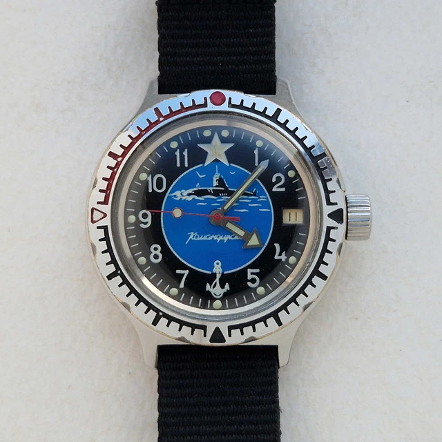 VINTAGE SOVIET WATCH Vostok Submarine. Amphibia. MILITARY. Manual Wind ...