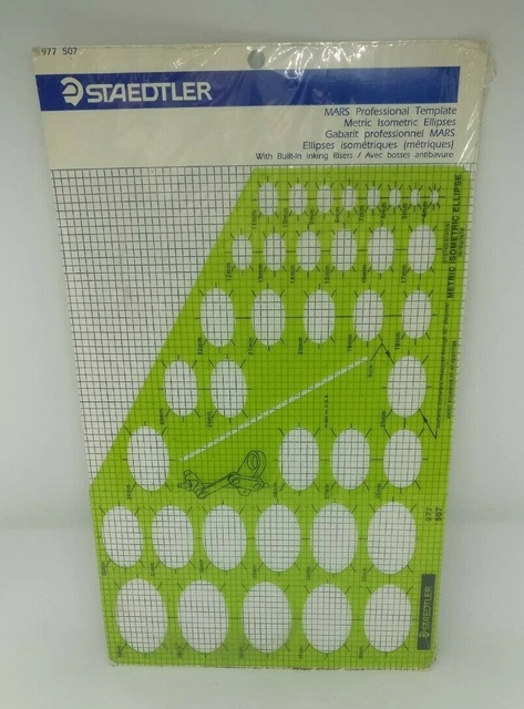 STAEDTLER PROFESSIONAL TEMPLATE Metric Isometric Ellipse Diagram ...