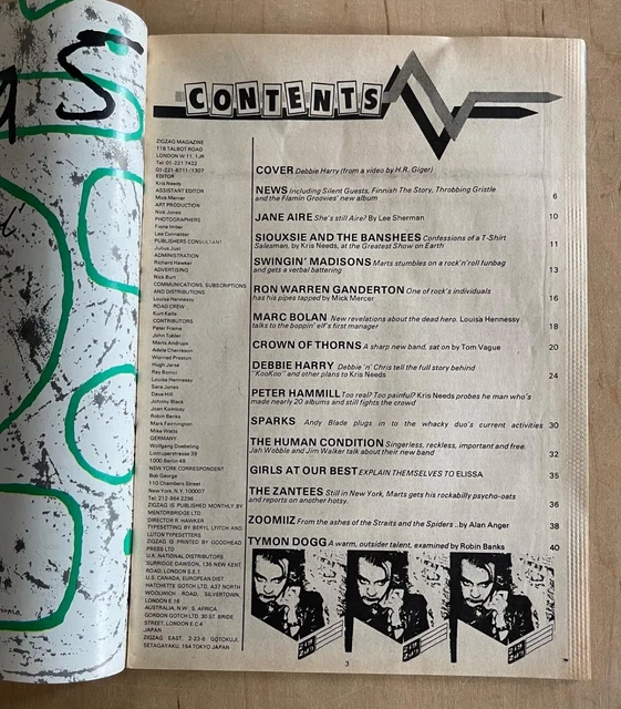 PUNK ROCK MAGAZINE ZIGZAG #117 (Sept 1981) Siouxsie Banshees Debby ...