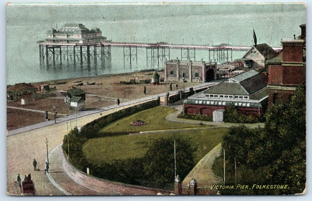 POSTCARD FOLKESTONE KENT Victoria Pier England posted 1908 $5.42 - PicClick AU
