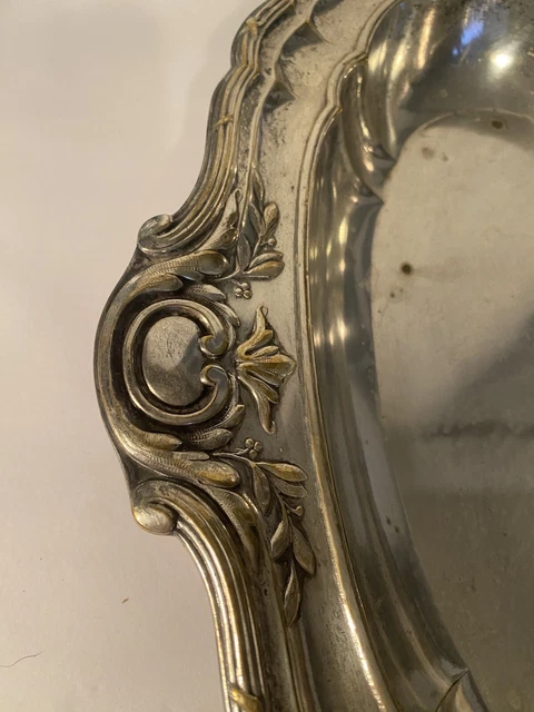 ANCIEN PLAT CREUX forme ovale art deco en métal argenté /5337V8 EUR 19 ...