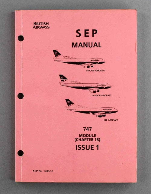 BRITISH AIRWAYS BOEING 747 747-400 Airline Cabin Crew Sep Manual Ba ...