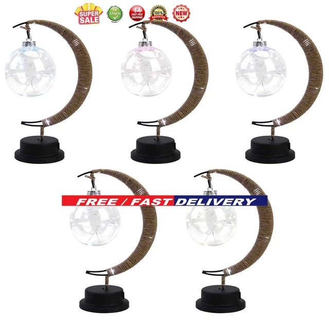 LED GLOBE RATTAN Ball Lamp Wrought Iron Rattan Ball Moon Light Desktop ...