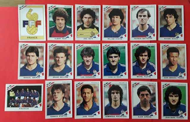 PANINI FOOTBALL ORIGINAL MEXICO 86 COMPLETE TEAM FRANCE #164 ... 181 ...