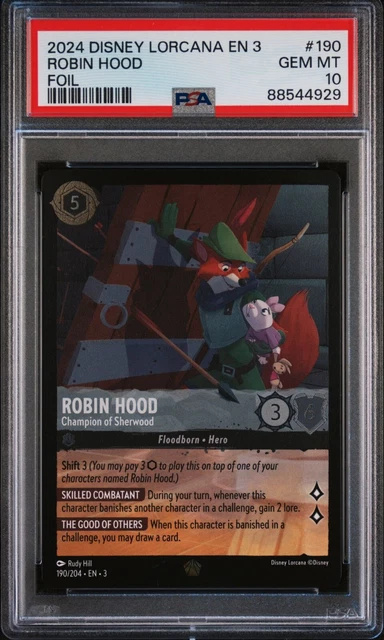 ROBIN HOOD 190/204 Lámina Legendaria Disney Lorcana EN #190 PSA 10 GEMA ...