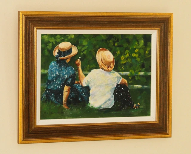 MAURICE WILLIAM CRAWSHAW (b.1947) Oil Painting of Seated Ladies picking ...