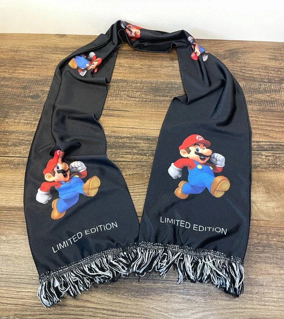 SUPER MARIO BROS. Limited Edition Mario 52" Scarf Nintendo Black Silky ...