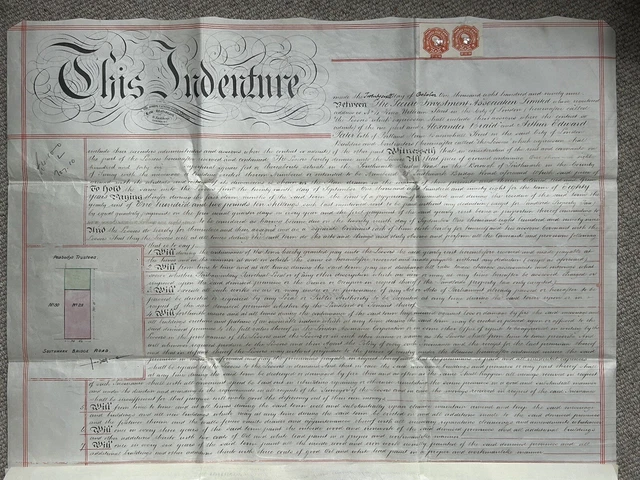 1899 INDENTURED PROPERTY deed, No. 28 Southwark Bridge Road, London £30 ...