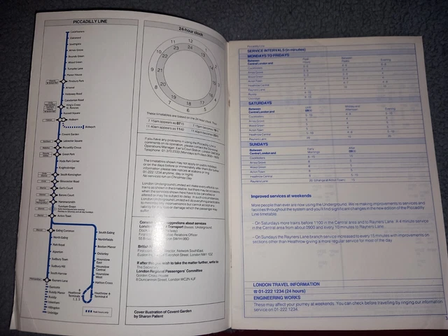 LONDON UNDERGROUND PICCADILLY Line Timetable + Map - MAY 1987 £9.99 ...