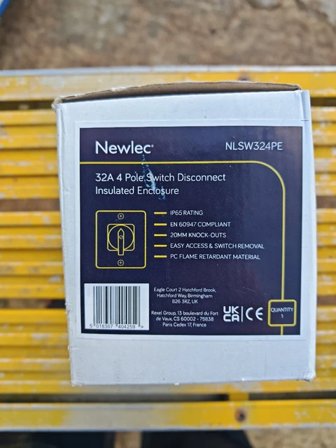 NEWLEC NLSW324PE 32AMP Isolator Switch 4 Pole 3Of4 New £5.45 - PicClick UK